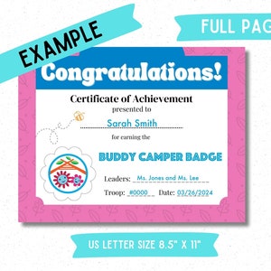 Girl Scouts Badge Certificates, Customizable Girl Scout Certificates ...