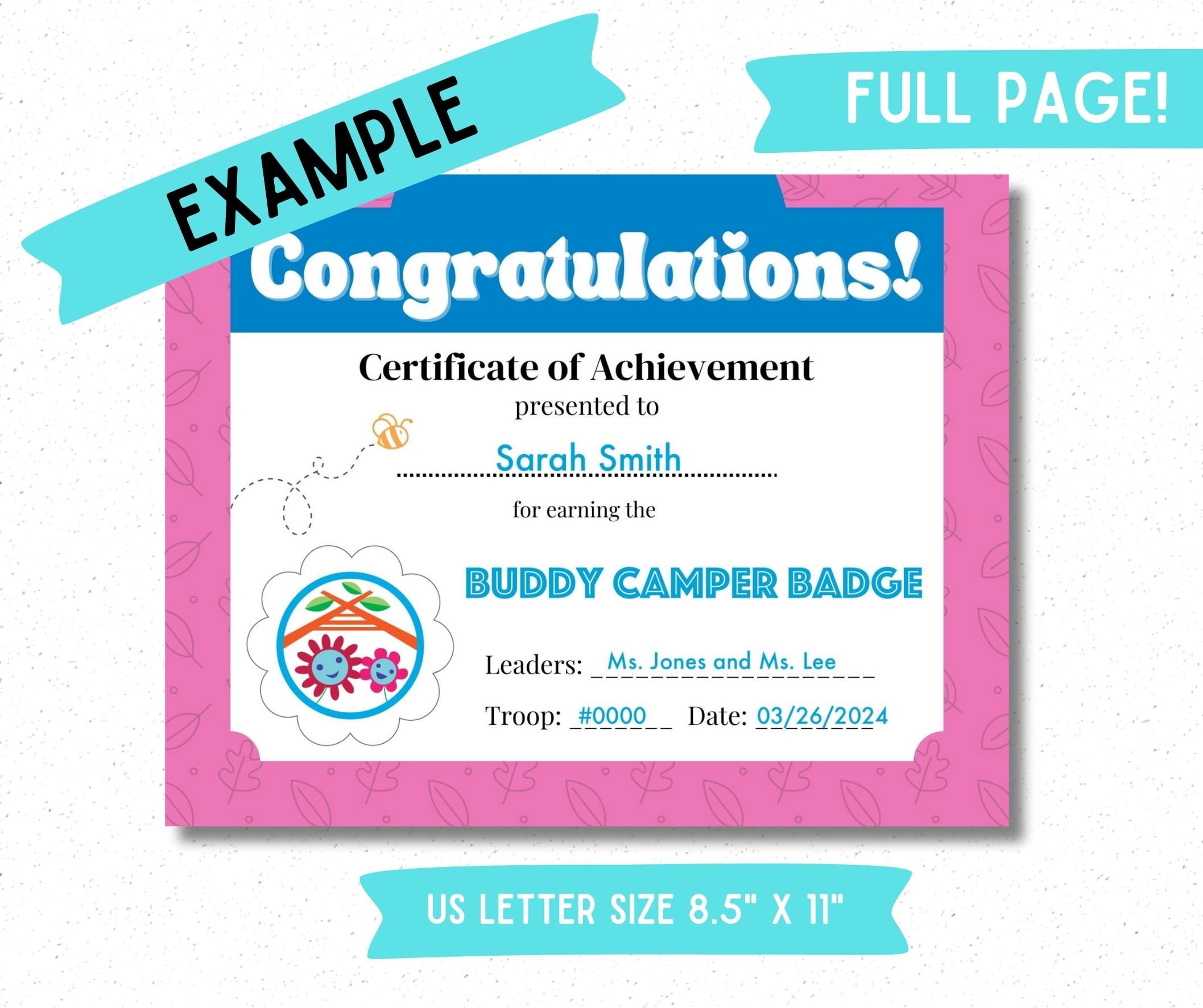 Girl Scouts Badge Certificates, Customizable Girl Scout Certificates ...