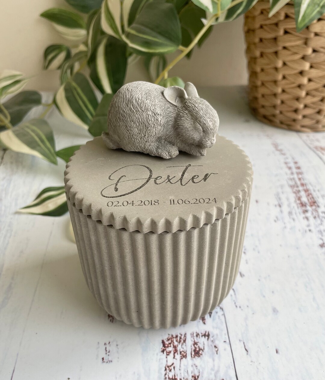 Small Indoor Personalised Concrete Urn Rabbit Urn Pet Loss Rabbit ...