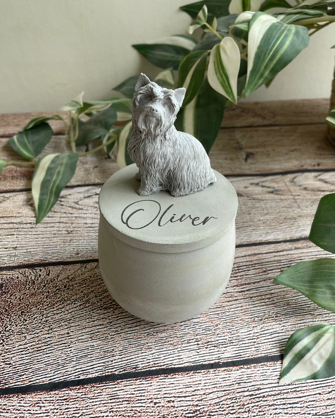 Small Indoor Personalised Concrete Urn Yorkshire Terrier Urn Pet Urn ...