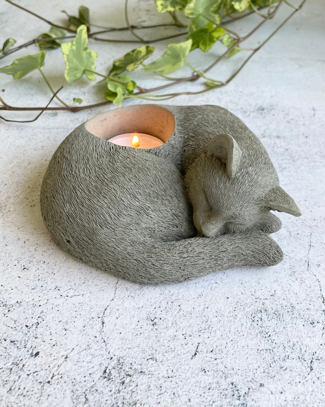 Concrete Cat Candle Holder Pet Memorial Candle Holder Cat Gift Concrete ...