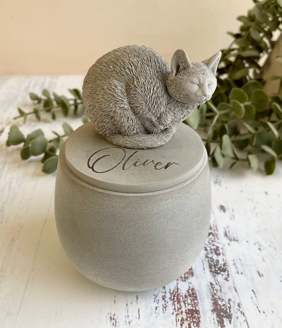 Small Indoor Personalised Concrete Urn Cat Urn Pet Urn Pet Loss Cat ...