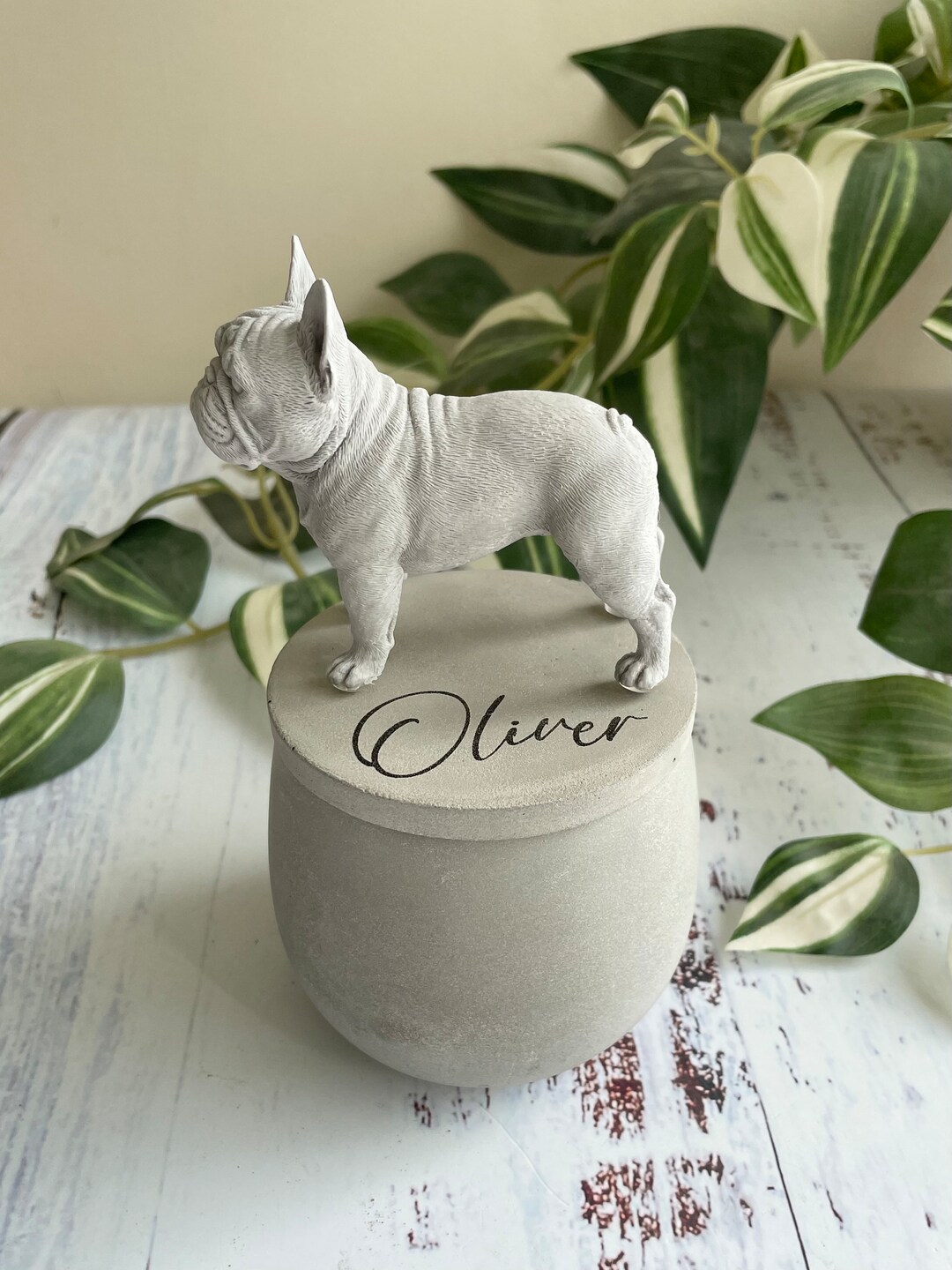 Small Indoor Personalised Concrete Urn French Bulldog Urn Pet Urn ...