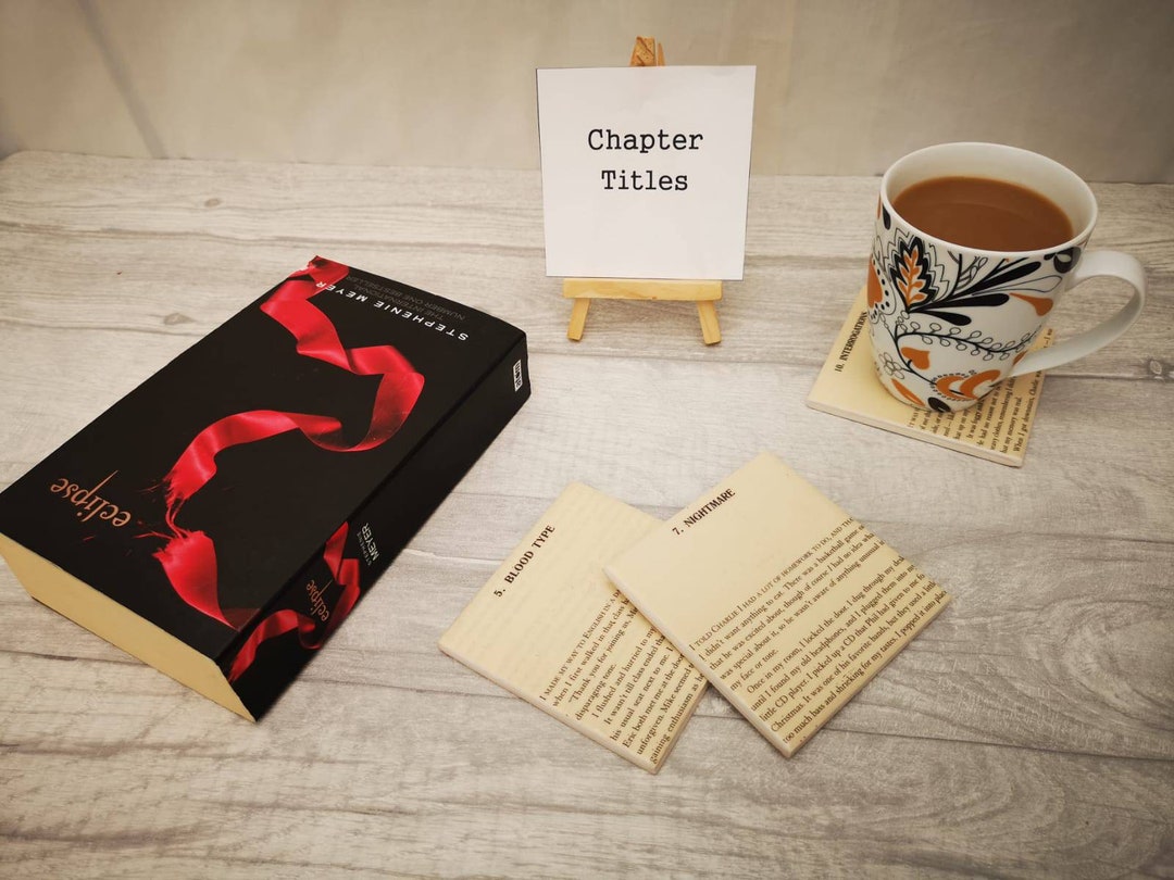 Twilight Book Page Tile Coasters, Romantic Vampire Literature Coaster ...