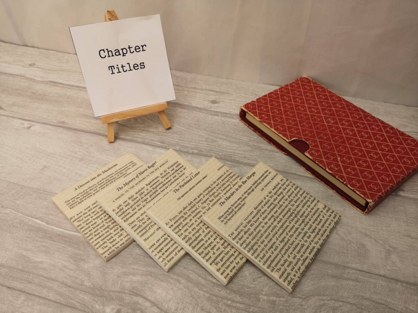 Edgar Allan Poe Book Page Tile Coasters Gothic Horror | Etsy