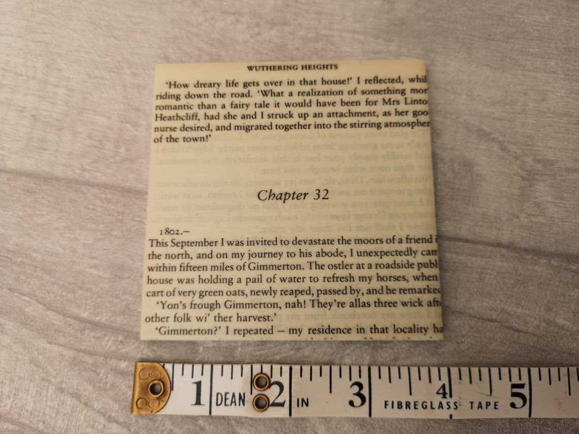 Wuthering Heights Book Page Tile Coasters Romantic Yorkshire | Etsy