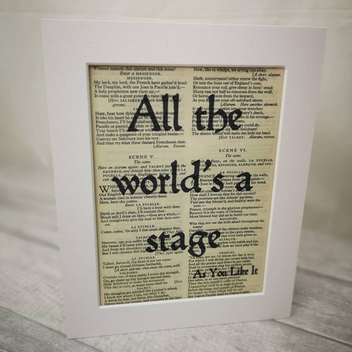 All the World's A Stage Inspirational Quote - Etsy