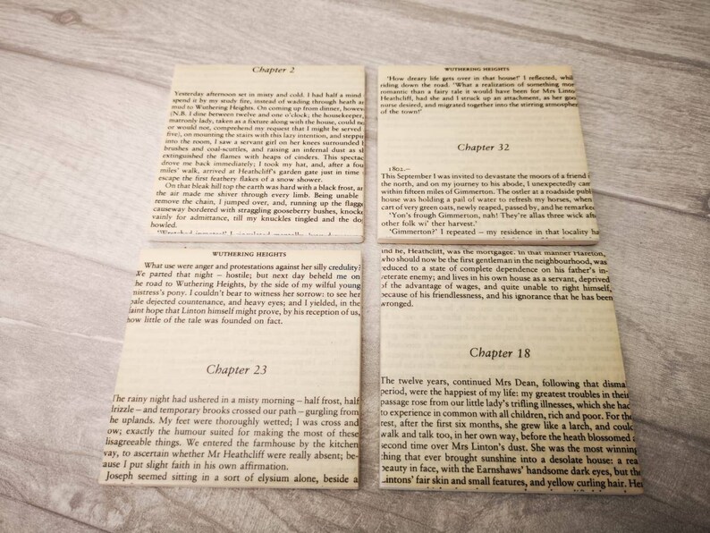 Wuthering Heights Book Page Tile Coasters Romantic Yorkshire | Etsy
