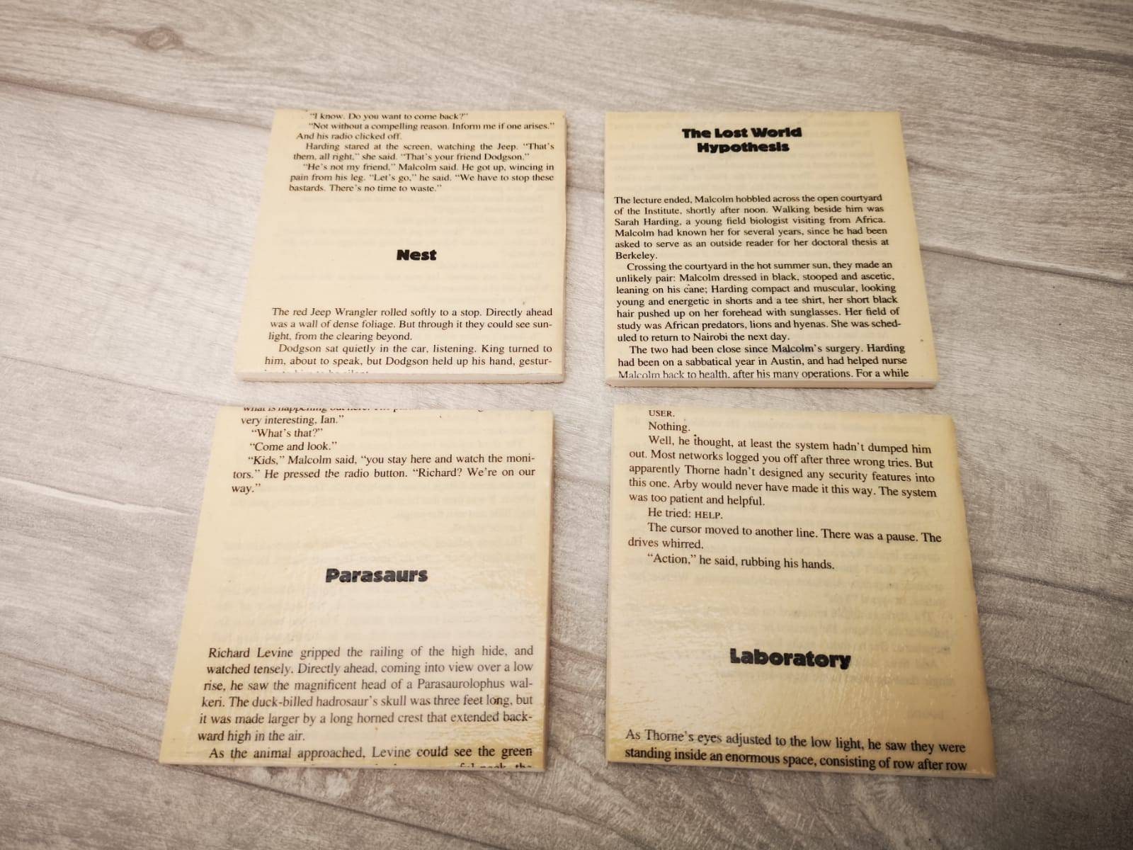 Jurassic Park Book Page Tile Coasters Unique housewarming | Etsy