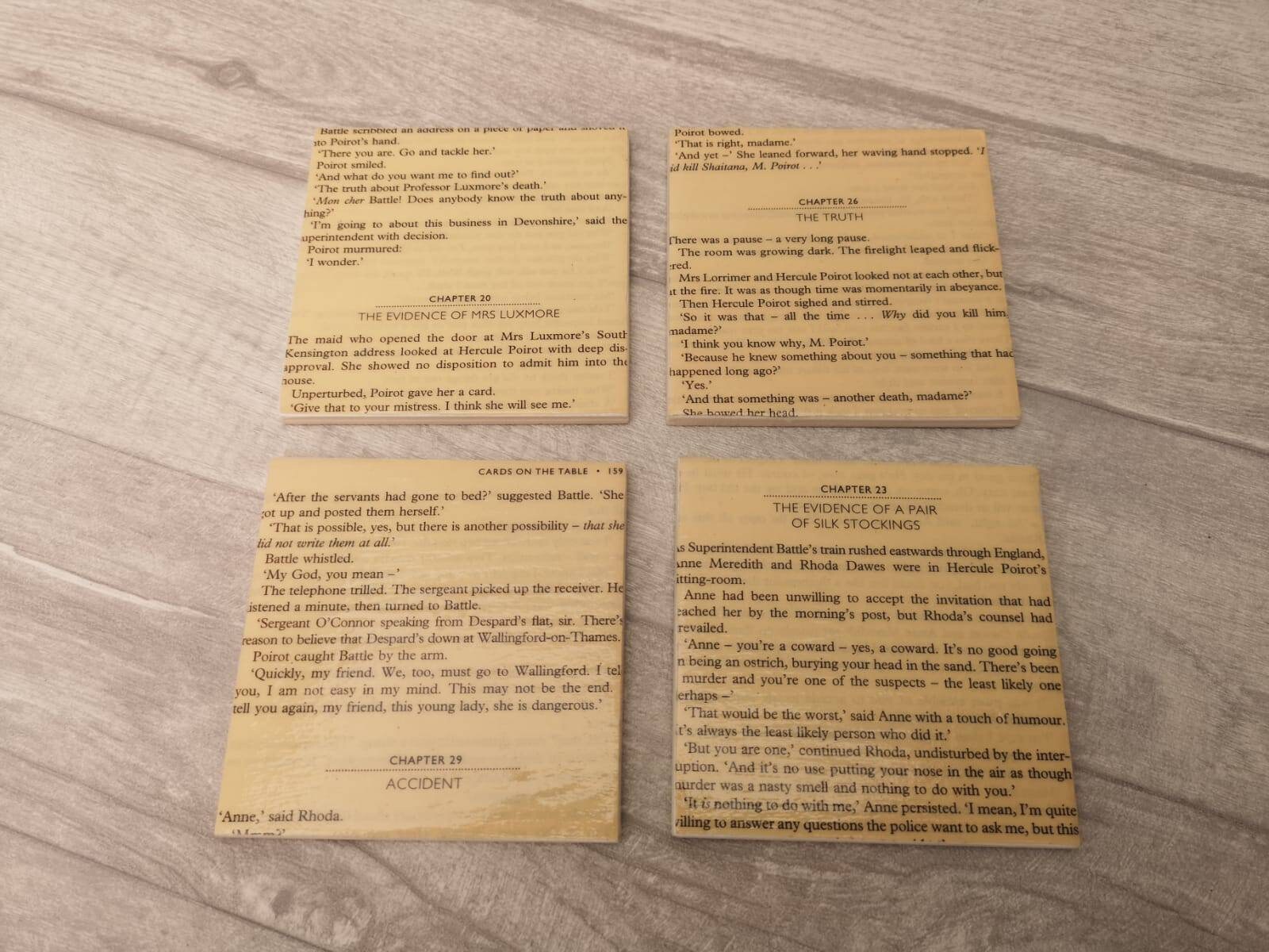 Agatha Christie Book Page Tile Coasters, Murder Mystery Literature ...