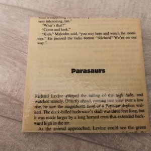 Jurassic Park Book Page Tile Coasters, Unique Housewarming Gift for Sci ...