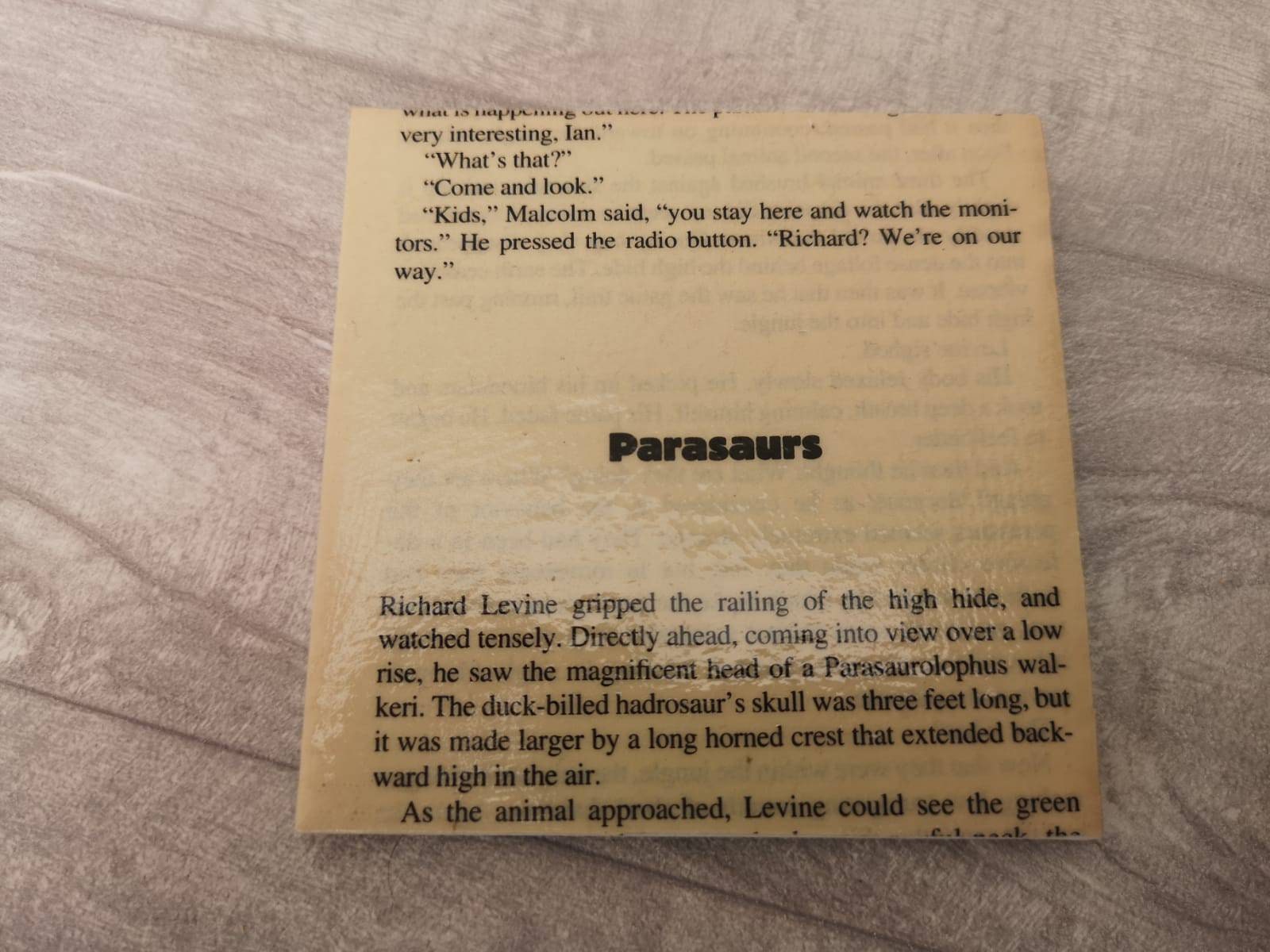 Jurassic Park Book Page Tile Coasters Unique housewarming | Etsy