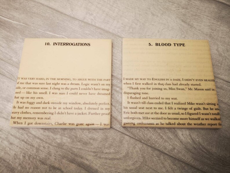 Twilight Book Page Tile Coasters Romantic Vampire Literature - Etsy