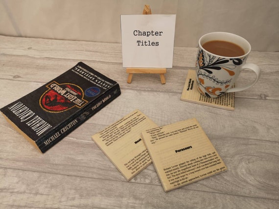 Jurassic Park Book Page Tile Coasters Unique Housewarming - Etsy