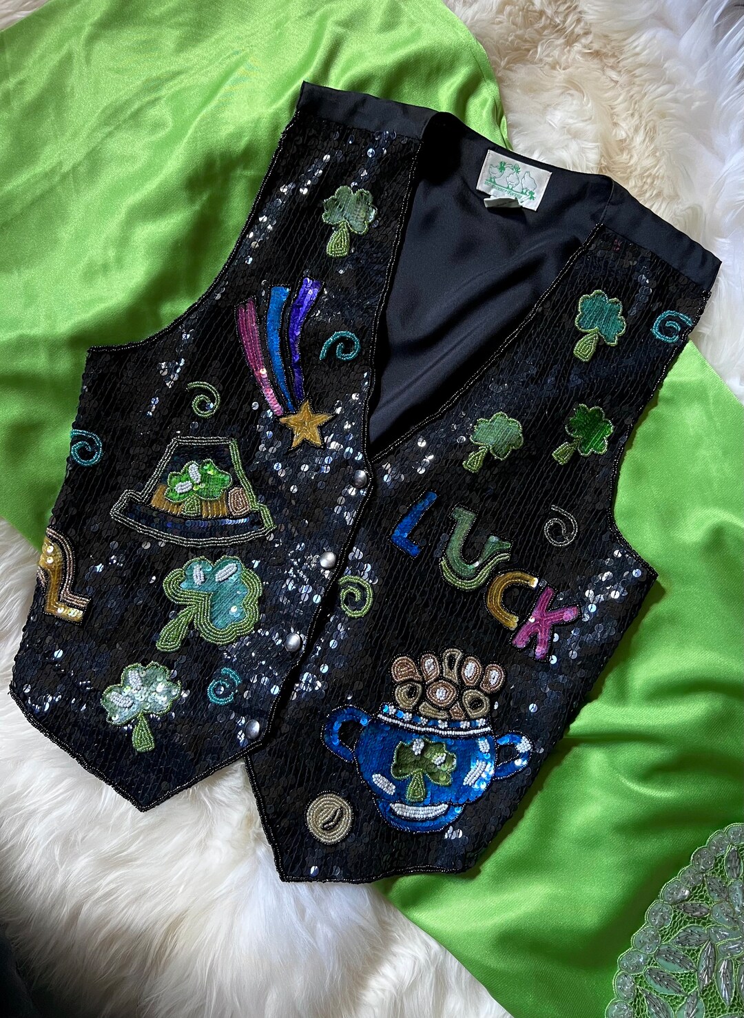 Vintage the Quaker Factory St. Patrick's Day Sequin Vest Size Medium - Etsy