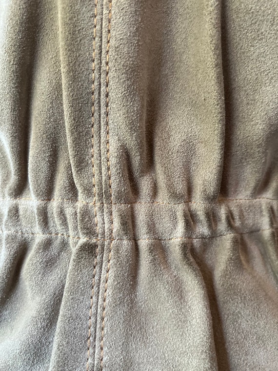 1970s Two Piece Suede Beige Vest and Skirt Set Size S… - Gem