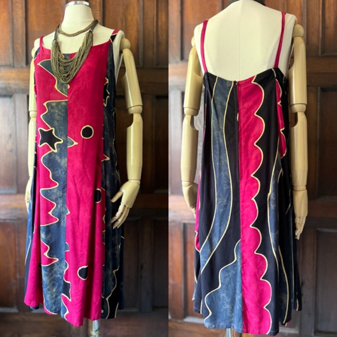 1990s mandalay Bay Batik Mixed Print Sundress Size Large - Etsy