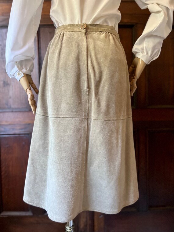 1970s Two Piece Suede Beige Vest and Skirt Set Size S… - Gem