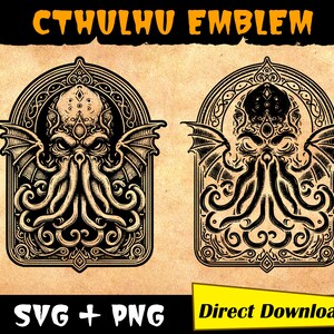 Kraken Emblem Cthulhu Vector SVG PNG, Cthulhu Clipart, Kraken Svg ...