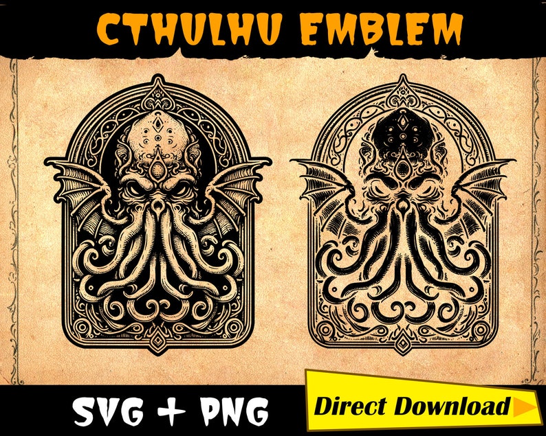 Kraken Emblem Cthulhu Vector SVG PNG, Cthulhu Clipart, Kraken Svg ...
