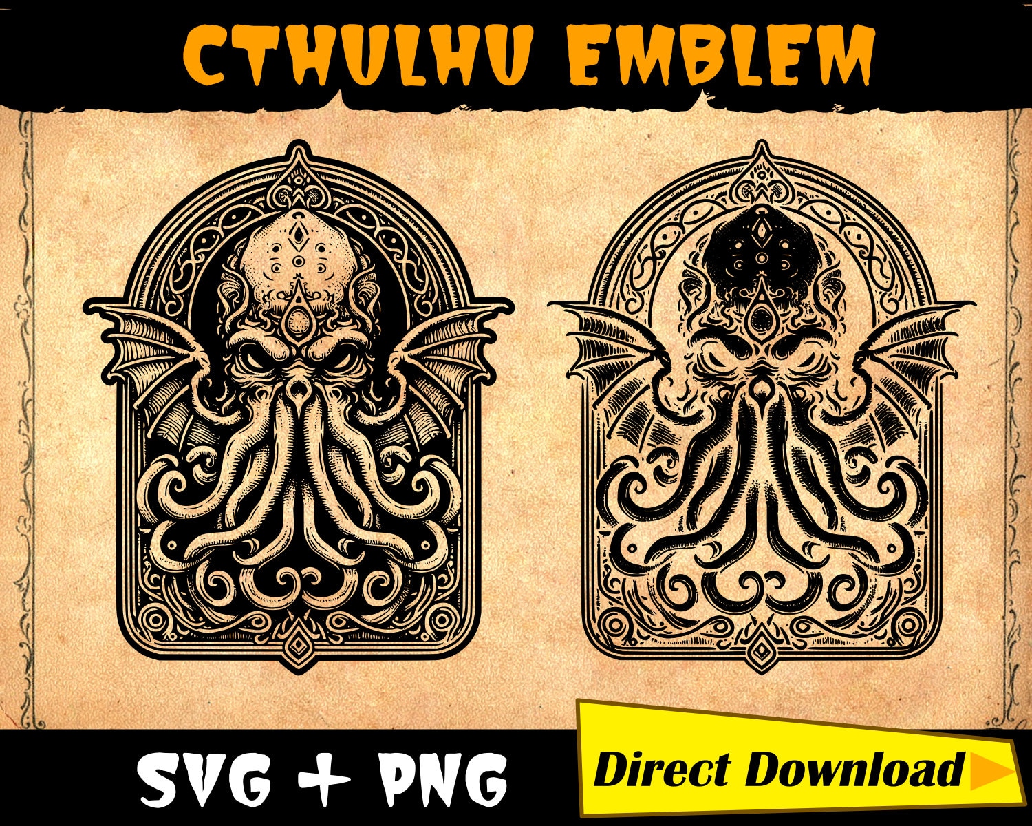 Kraken Emblem Cthulhu Vector SVG PNG, Cthulhu Clipart, Kraken Svg ...