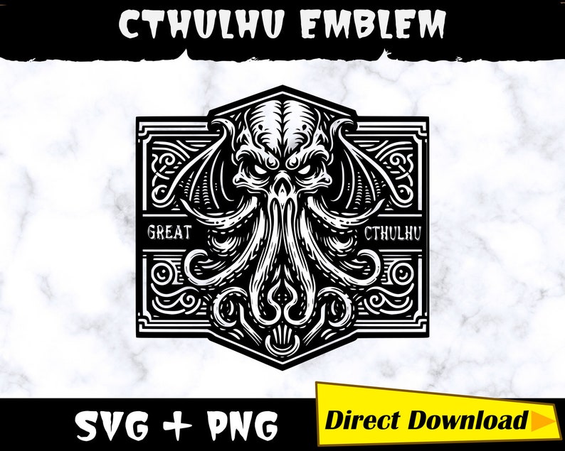 Cthulhu Emblem SVG PNG Kraken Lovecraf Call of Cthulhu Vector H. P ...