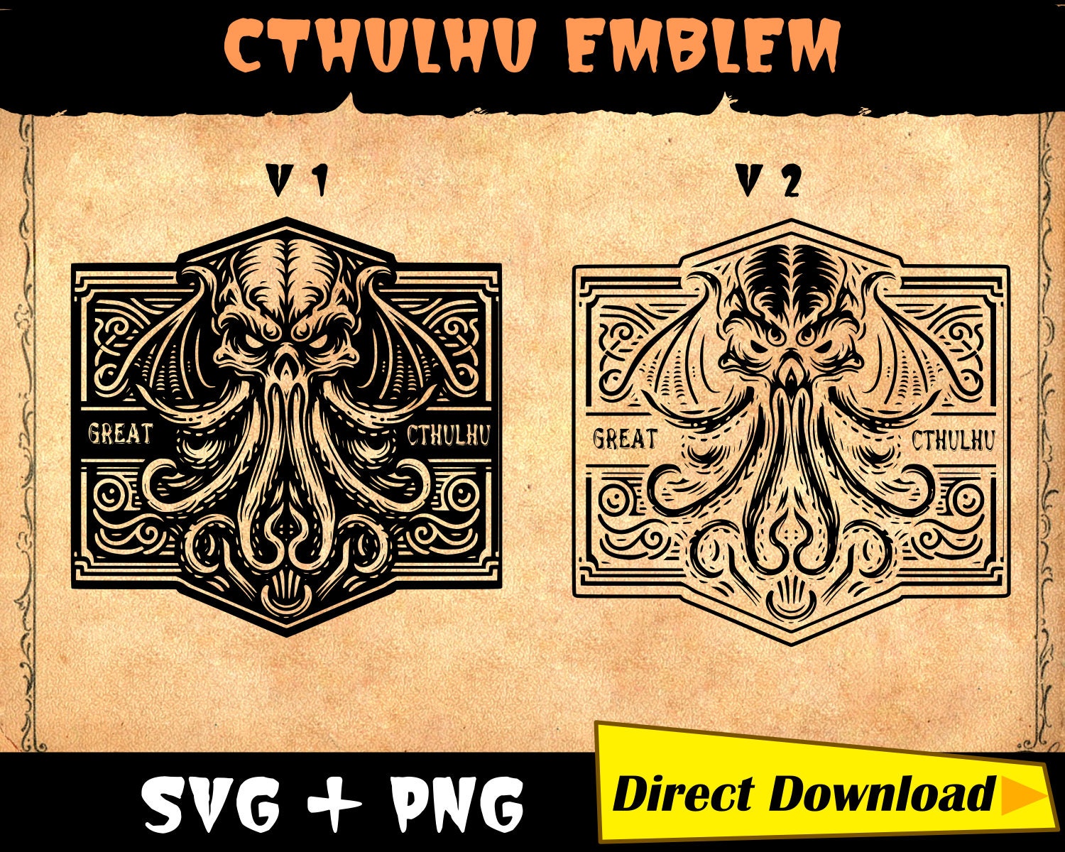Cthulhu Emblem SVG PNG Kraken Lovecraf Call of Cthulhu Vector H. P ...