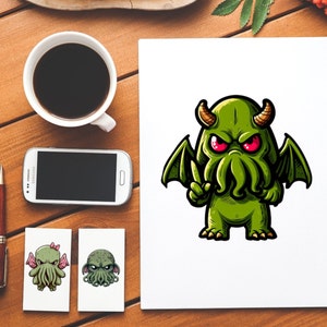 Cute Cthulhu SVG PNG PDF Bundle for Stickers, Baby Kraken Cthulhu ...