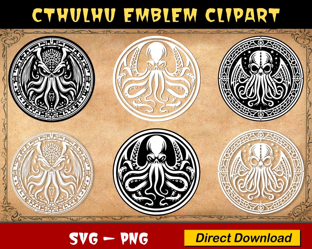 Cthulhu BUNDLE SVG PNG, Kraken Cthulhu Clipart, Eldritch Horror ...