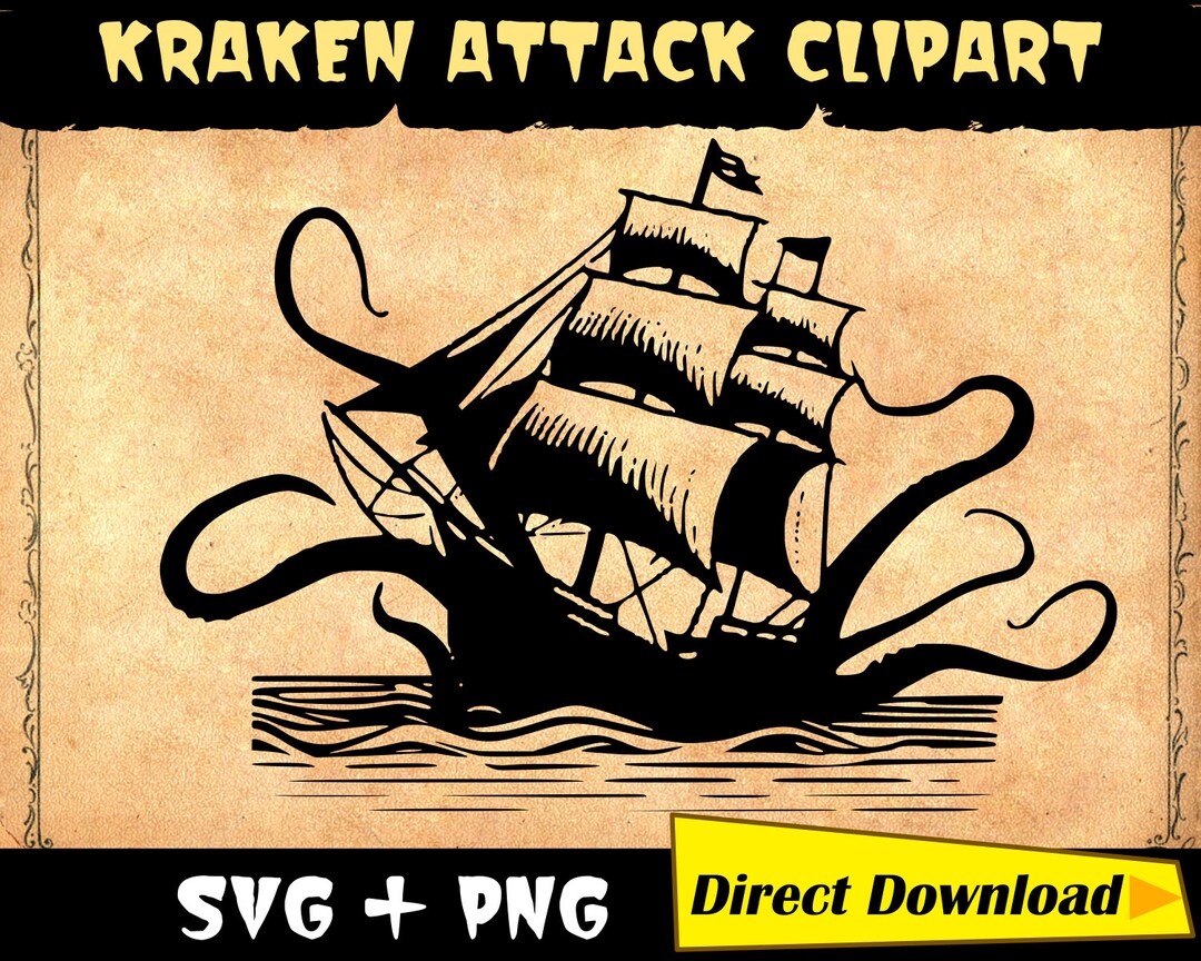 KRAKEN Tentacles SVG PNG Octopus Attack Ship Sticker Clipart Vector ...