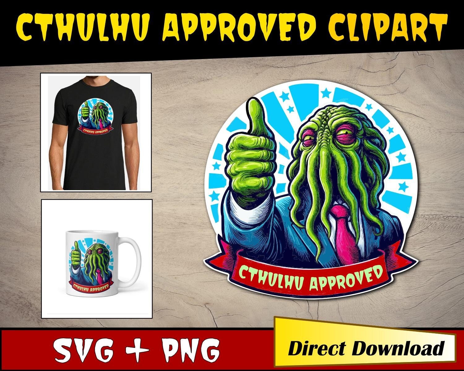 CTHULHU Approved Clipart. Monster Lovecraft Sic-fi Transparent ...