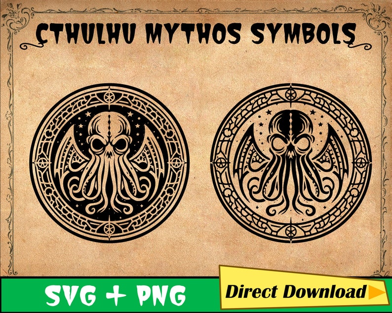 Emblem Logo Cthulhu PNG + SVG Horror Lovecraftian Call of Cthulhu ...