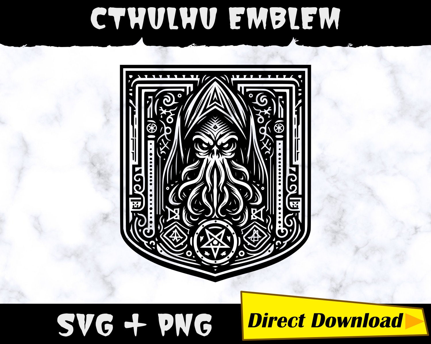 Kraken Cthulhu Emblem SVG PNG, Cthulhu Vector, Cthulhu Outline, Cthulhu ...