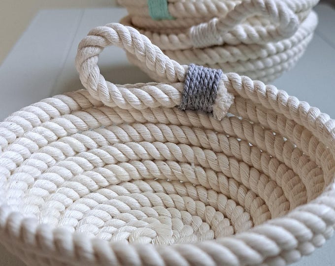 Rope Bowl Large White Cotton Rope Nautical Decor Kitchen Table ...
