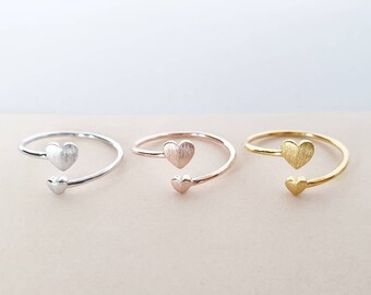 Double heart ring | Etsy