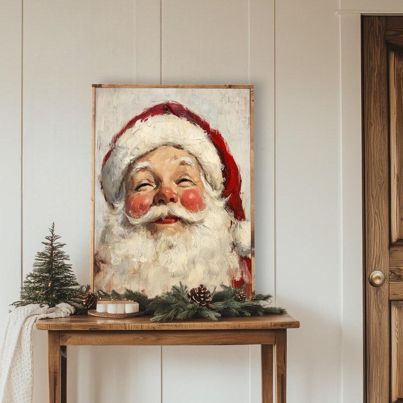 Canvas Santa Print Framed - Etsy