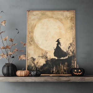 Witch Decor, Halloween Wall Art, Witch Art Print, Vintage Oil Painting ...