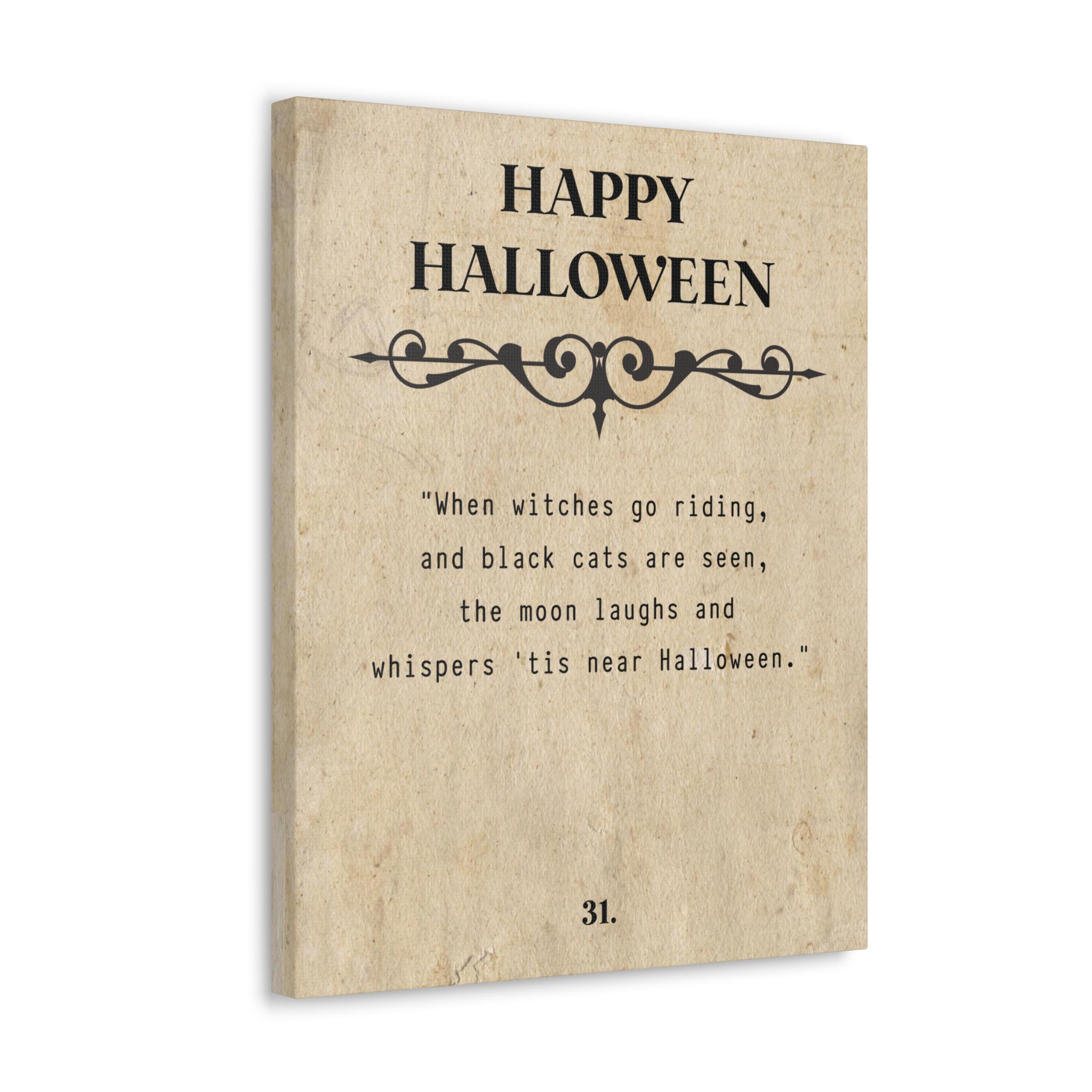Happy Halloween Canvas, Book Page Halloween Sign, Halloween Wall Art ...