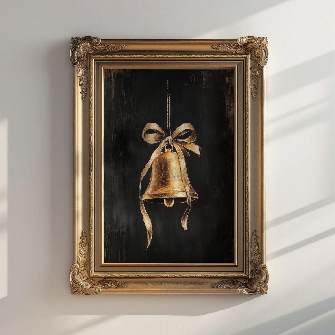 Vintage Christmas Bells, Dark Festive Print, Moody Holiday Wall Art ...