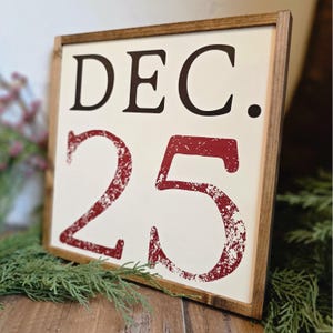 December 25 Sign, Wood Christmas Sign, Retro Christmas Decor, Holidays ...