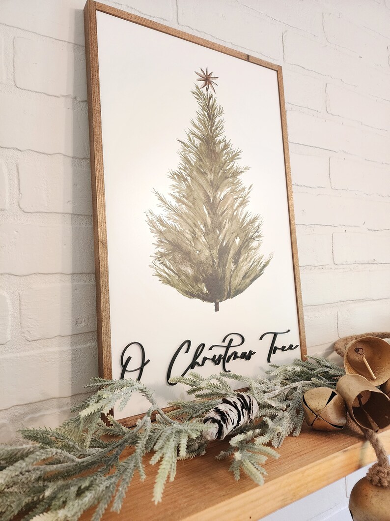 Watercolor Christmas Tree Wood Sign: Modern Farmhouse Decor - Etsy