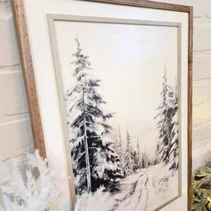 Snowy Tree Print Christmas Wood Sign: Vintage Holiday Decor - Etsy