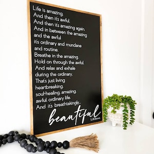 Life is Amazing Sign, Neutral Home Decor, Inspirational Wood Sign ...