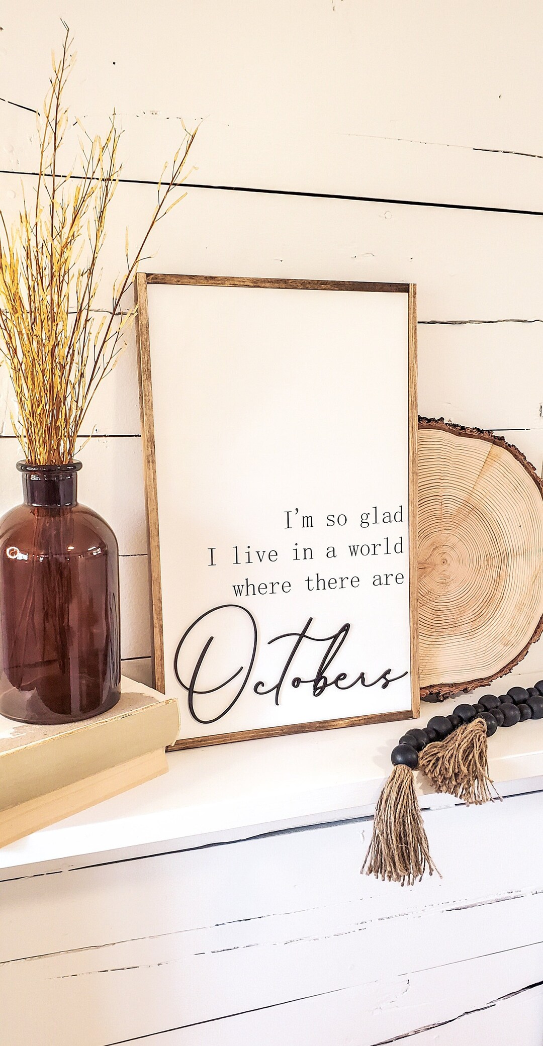 October Wood Sign: Neutral Fall Farmhouse Decor - Etsy