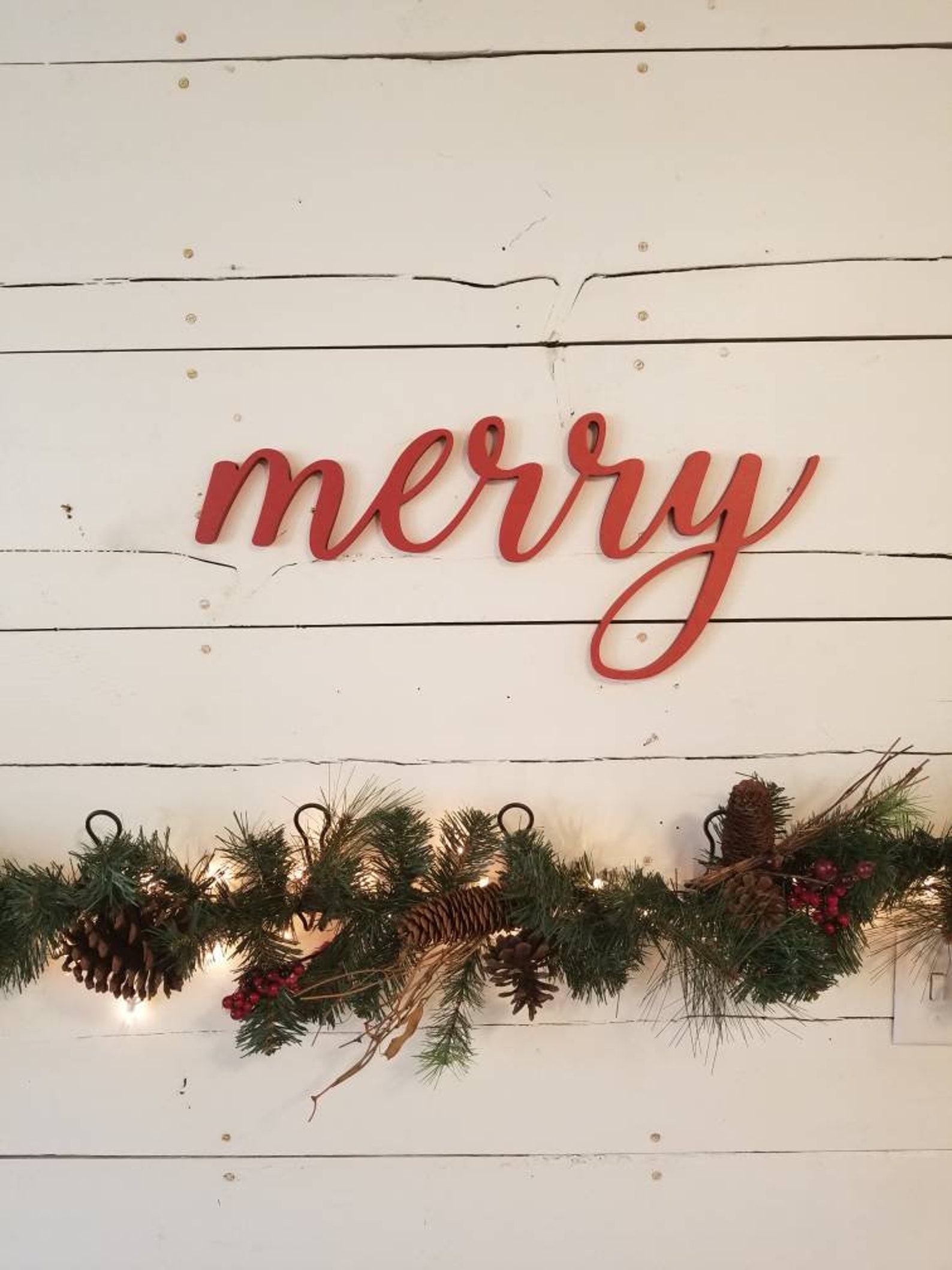 Merry Sign Christmas Sign Word Sign Wood Word Sign Rustic | Etsy