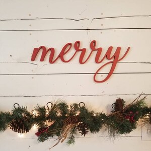 Merry Sign, Christmas Sign, Word Sign, Wood Word Sign, Rustic Christmas ...