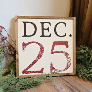 December 25 Sign, Wood Christmas Sign, Retro Christmas Decor, Holidays ...
