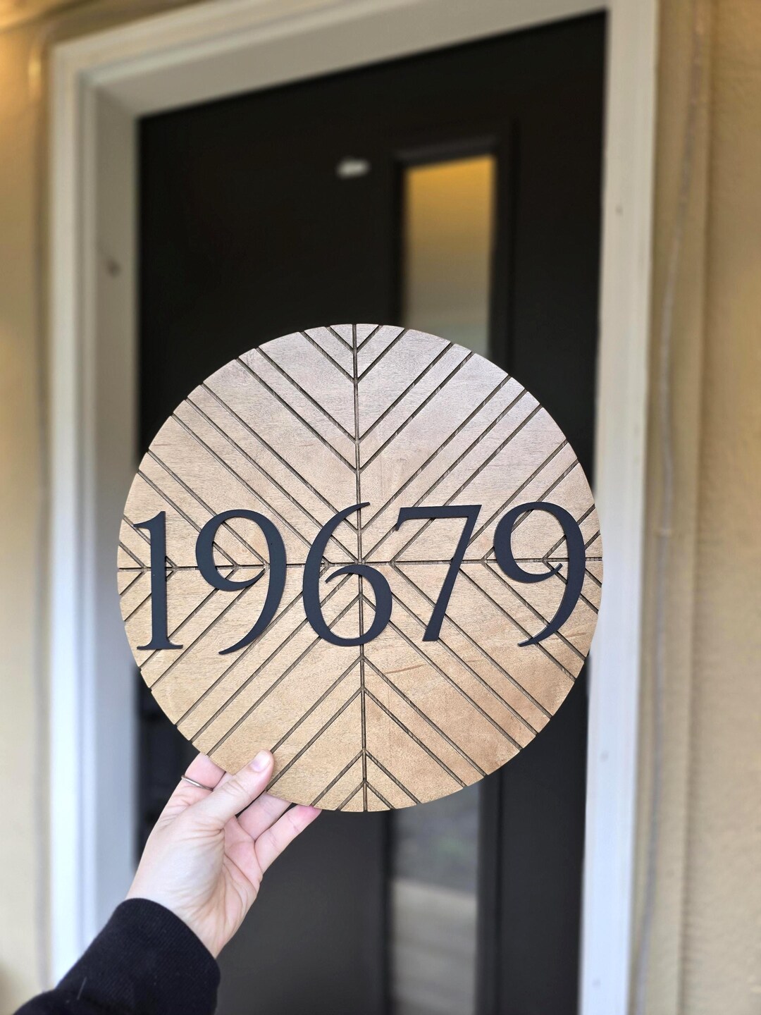 Modern Round Address Sign • Custom House Numbers Plaque for Front Porch ...