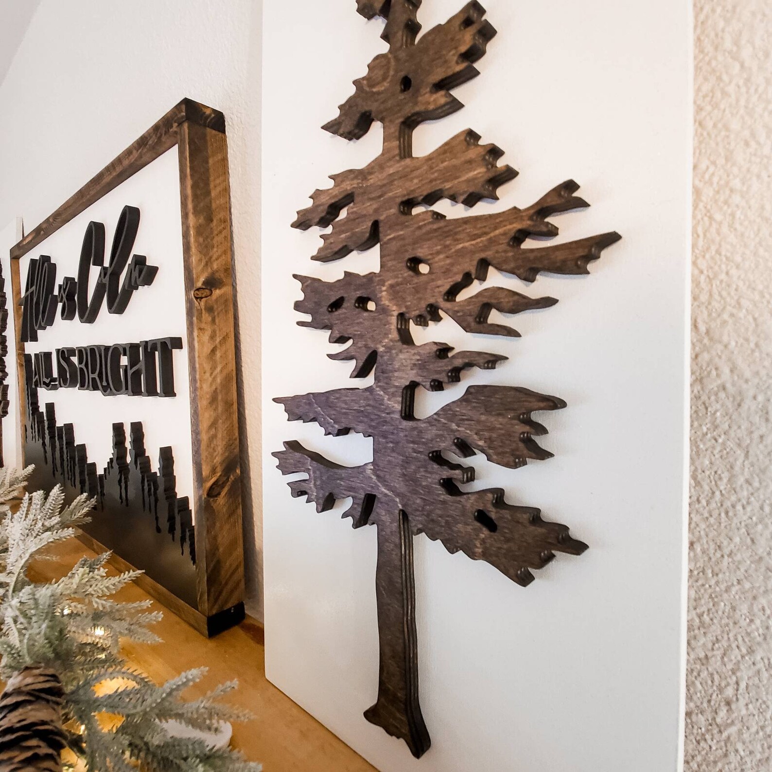 Wood Christmas Tree Sign, Rustic Wood Tree Decor, Wooden Christmas Sign ...