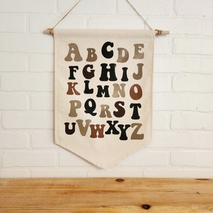 Boho Alphabet Poster , Retro Kid Room Playroom Wall Hanging, Nursery ...